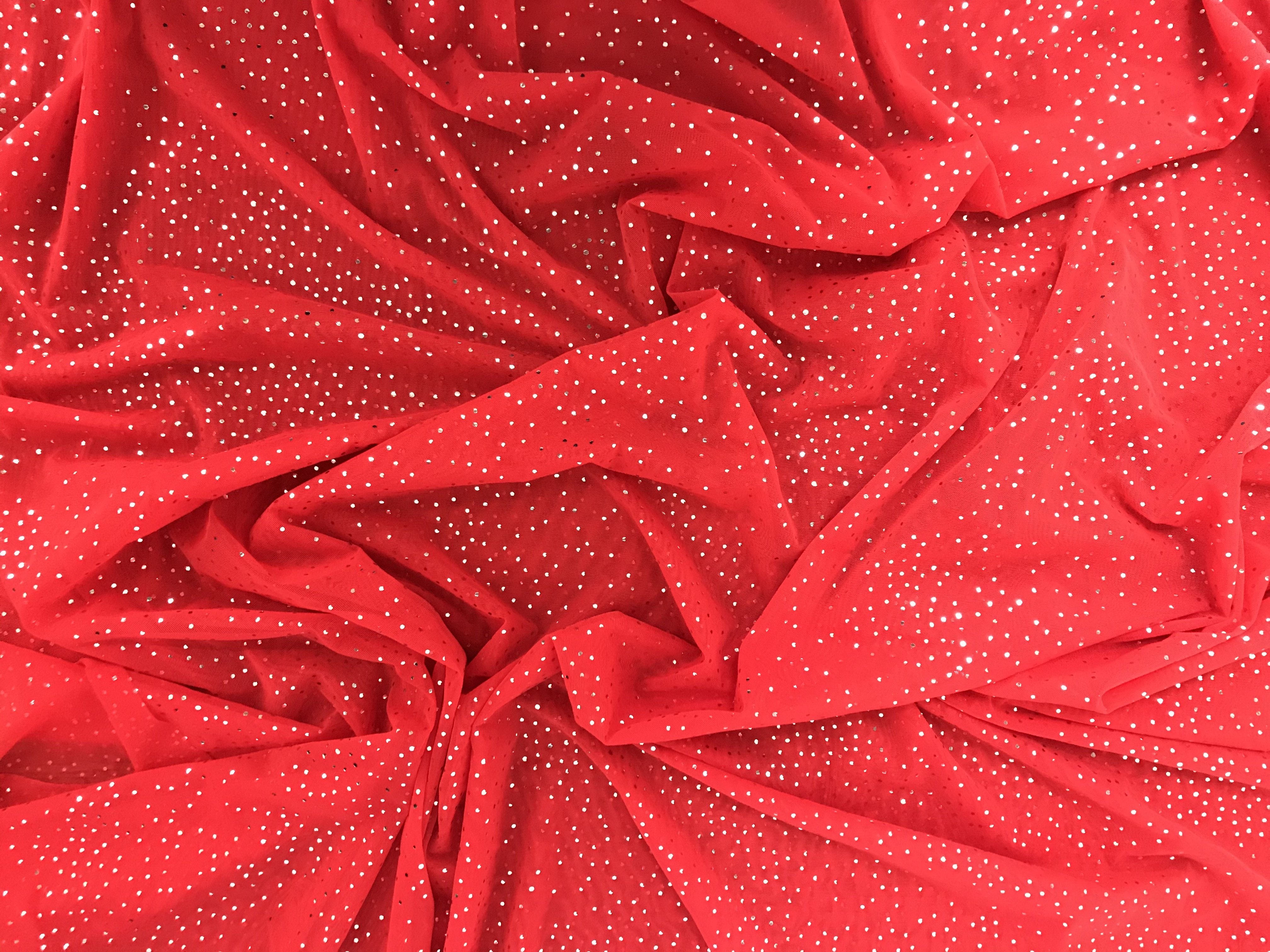 Fabric by the metre - Red with Silver Sparkles
